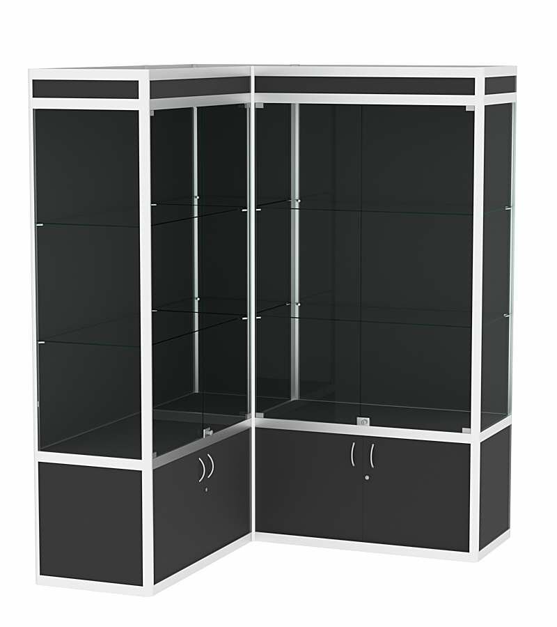 Витрина из профиля в угол зала №1 (Задняя стенка - ДВП), Черный