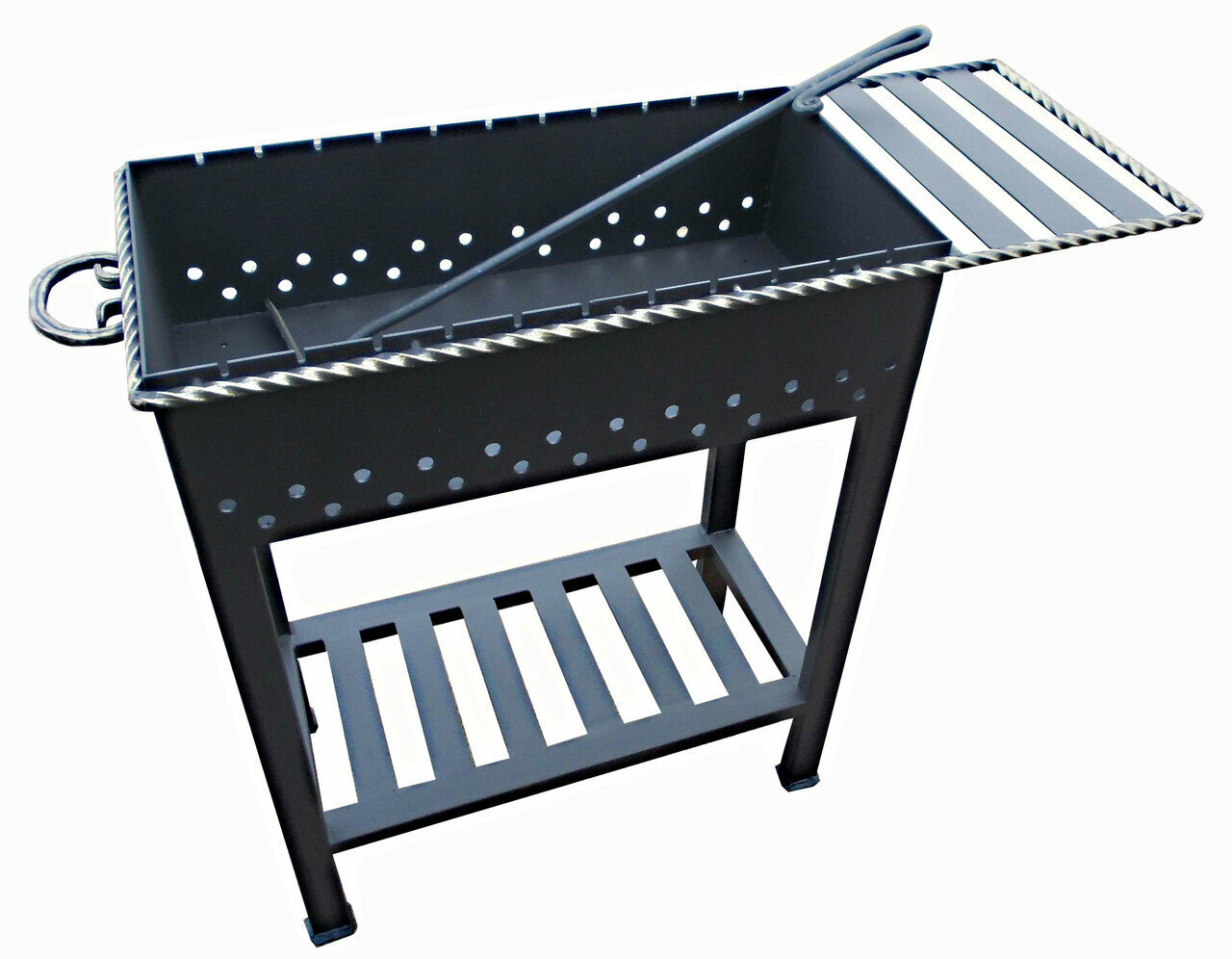 Мангал классический с дровницей, с столиком, 3 мм, для дачи и дома, ручная работа "Стандарт 1"