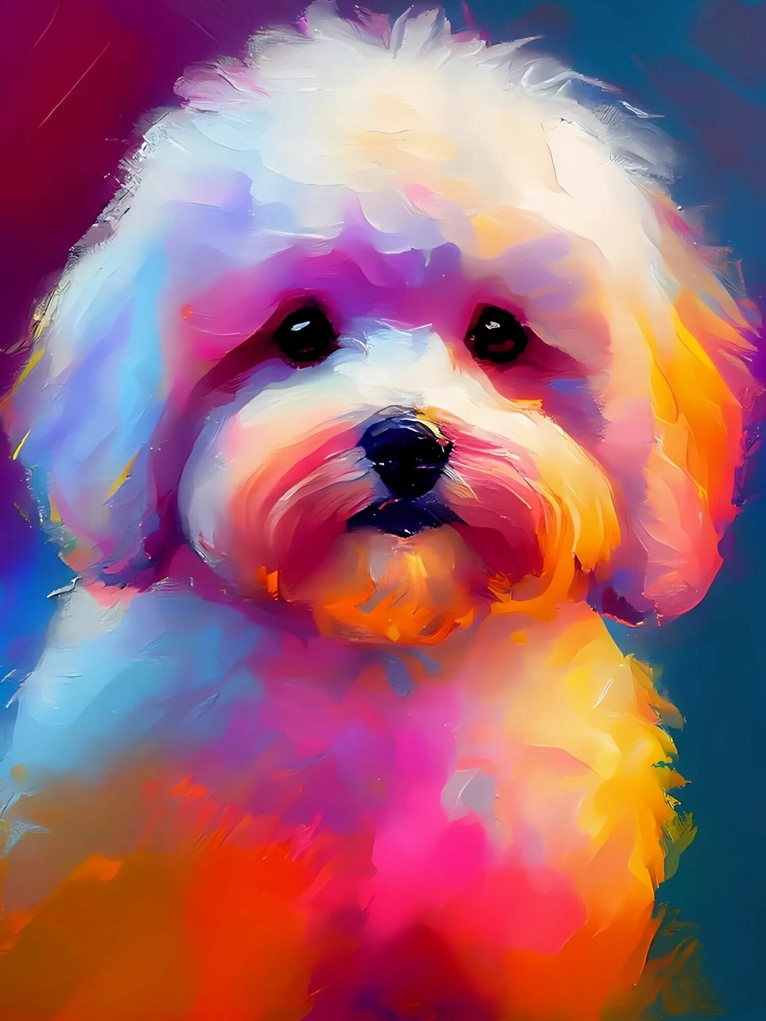 Алмазная картина "французский пудель" алмазная огранка 40х50 см,40X50CM, белый