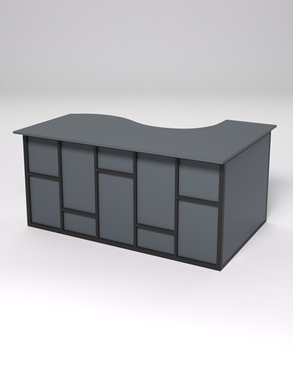 Стол эргономичный офисный СЭ-11А (левосторонний) "стронг" в стиле лофт декор №3, Темно-серый