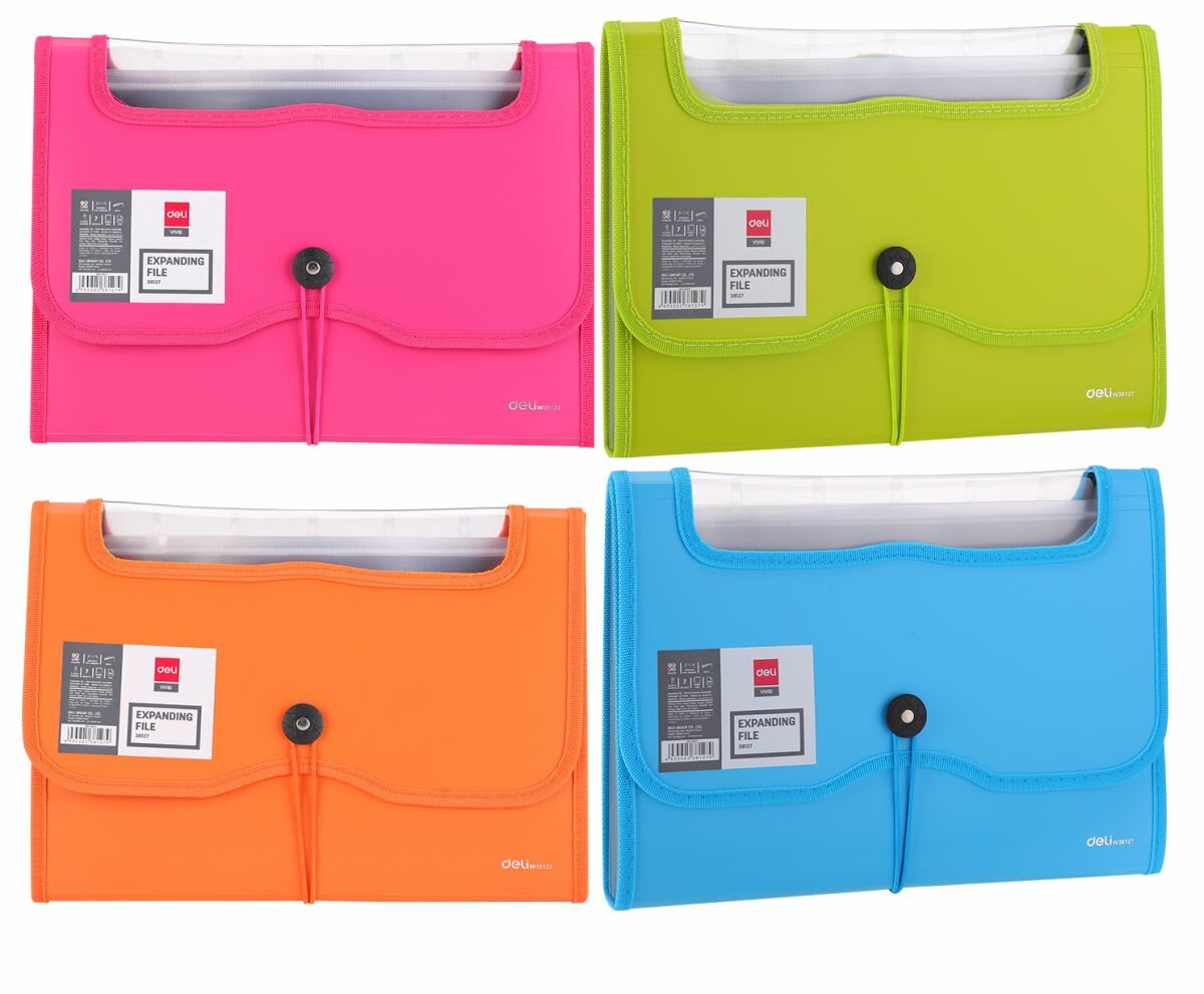 Папка-портфель Deli E38128 13 отделений цвета в ассортименте