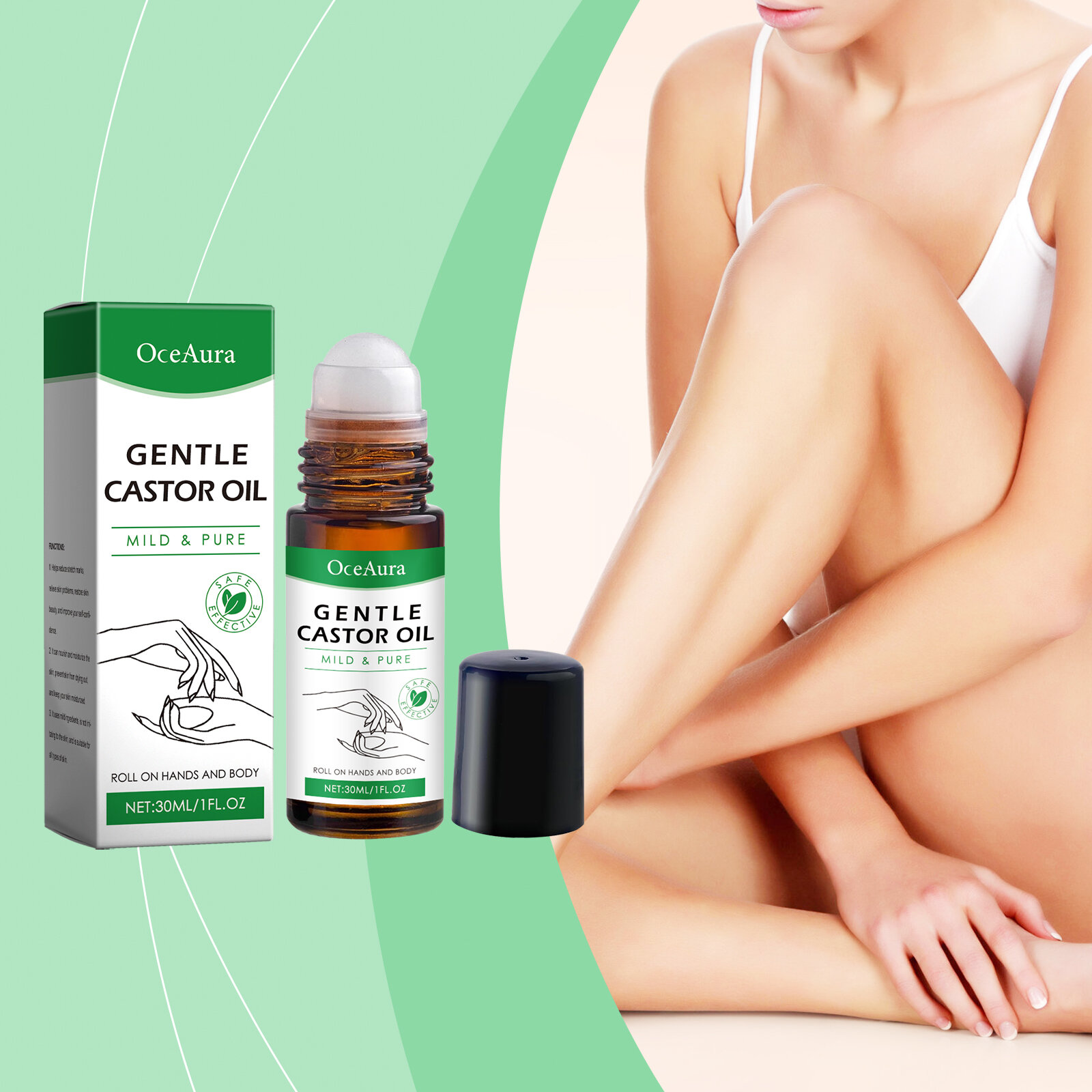 Эфирное масло ролика с касторовым маслом ежедневно нежно увлажняет кожу всего тела, снимает сухость масла для ухода за телом