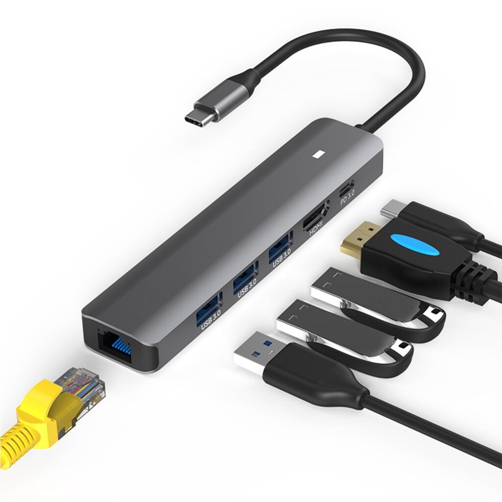 Blueendless USB 3.0 5 Гбит/с концентратор Type-C Адаптер Док-станция, совместимая с HDMI гигабитной локальной сетью PD мощностью 100 Вт для ноутбуков MacBook