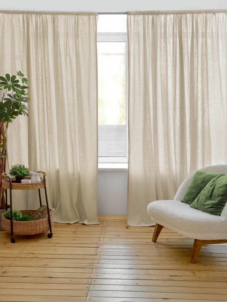 Штора для комнаты, льняная, хлопок, 200х340 см