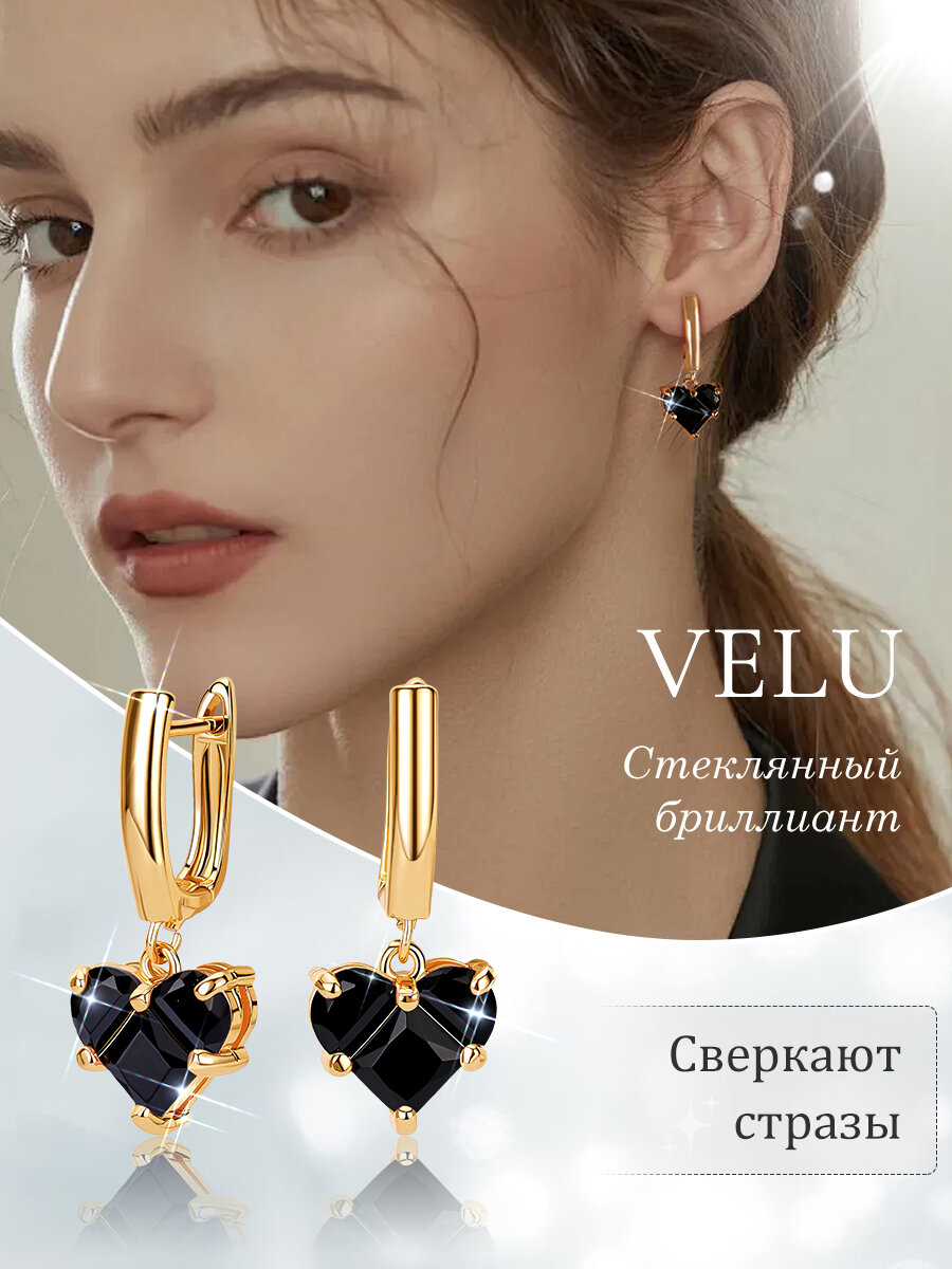 Серьги конго, двусторонние, Swarovski Zirconia