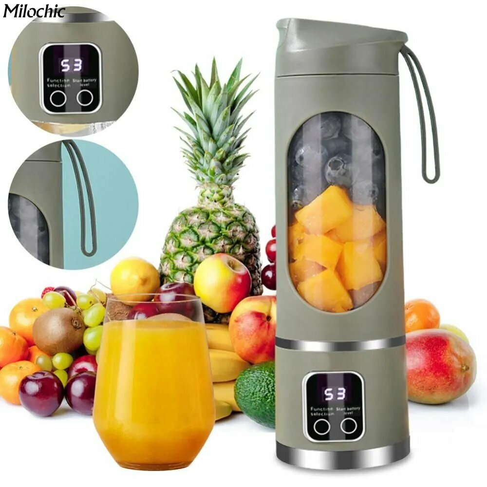 Milochic Соковыжималка для цитрусовых Бутылка для соковыжималки Электрический блендер для приготовления смузи и льда, зеленый