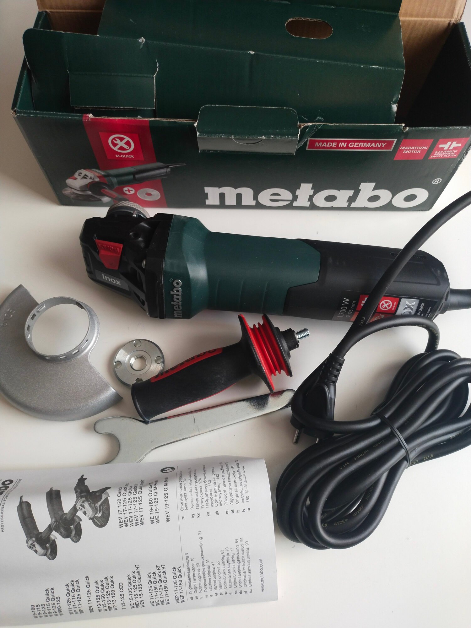 УШМ METABO WEV 17-125 Quick Inox, бесключевая смена оснастки, 1700Вт, 125мм