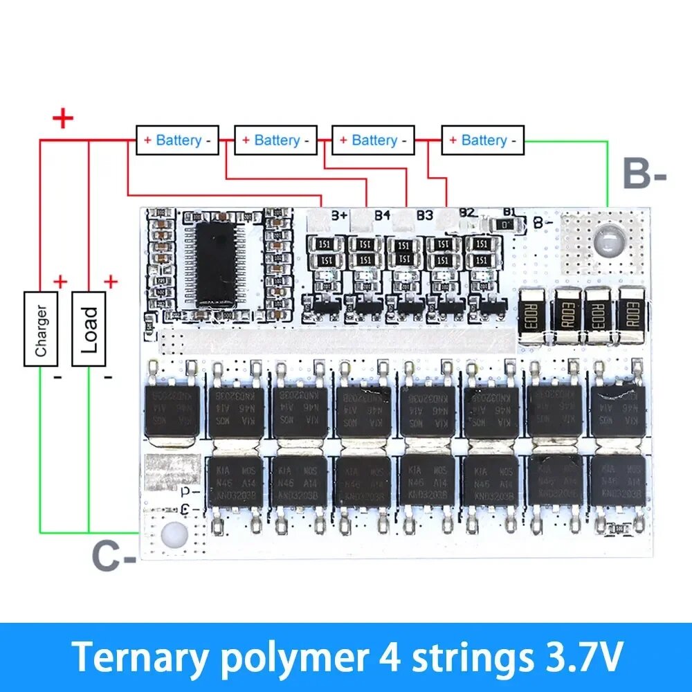 Балансирующее зарядное устройство BMS 3S/4S/5S 100A для аккумуляторов 12-21В