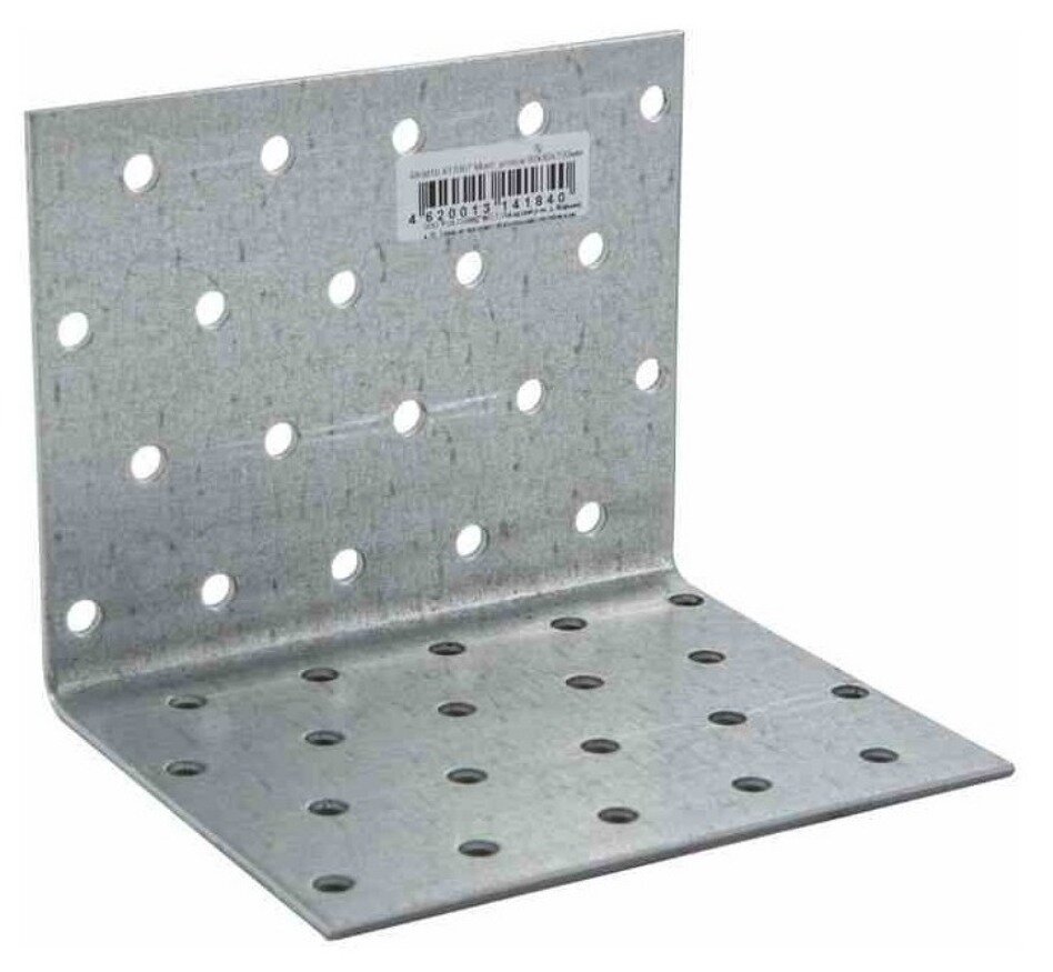 Крепежный уголок Rock Solid Connection / Рок Солид Конекшн перфорированный, из оцинкованной стали, серый, 80х80х100х2мм / строительство и ремонт