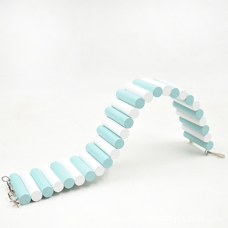 Деревянный арочный мост для хомяка, гибкая красочная лестница для лазания в виде мелких животных для хомяков, мышей, кроликов, сине-белая арочная лестница для лазания по мосту, 6x50 см/2,4x20,0 дюйма