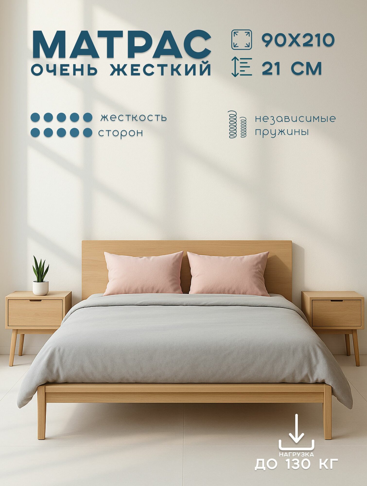 Матрас 90х210 Ортис " Комфорт Абсолют" жесткий на независимом пружинном блоке