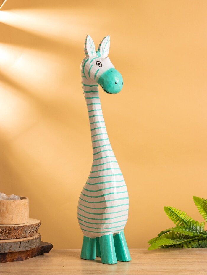 Сувенир «Зебра», 13×7×52 см, дерево, бело-бирюзовый