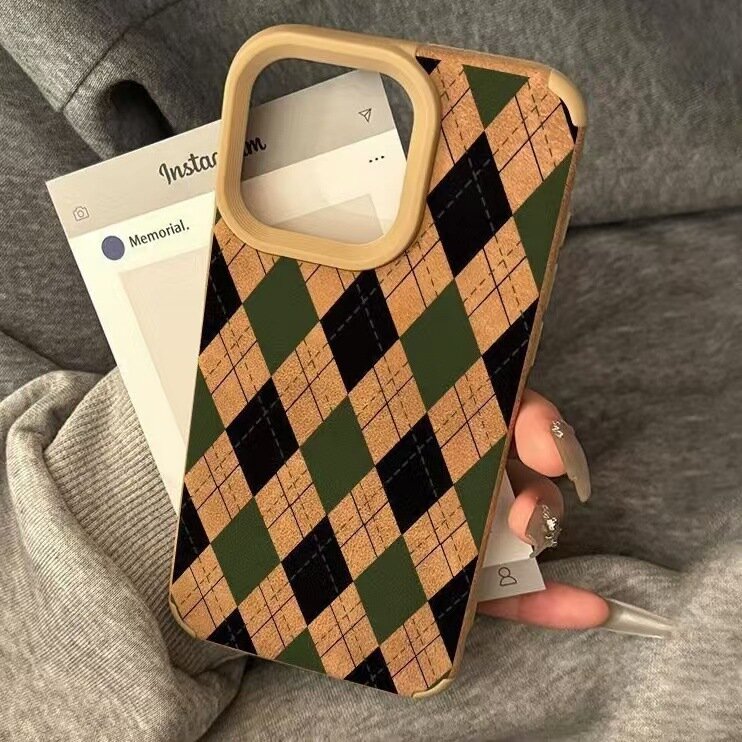 Алмазная сетка, для iPhone 14/15/16/Pro Max, коричневый, ромбовидный узор