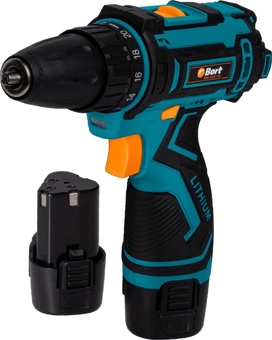 Дрель-шуруповерт Bort BAB-12x2Li-FD 1.5Ач