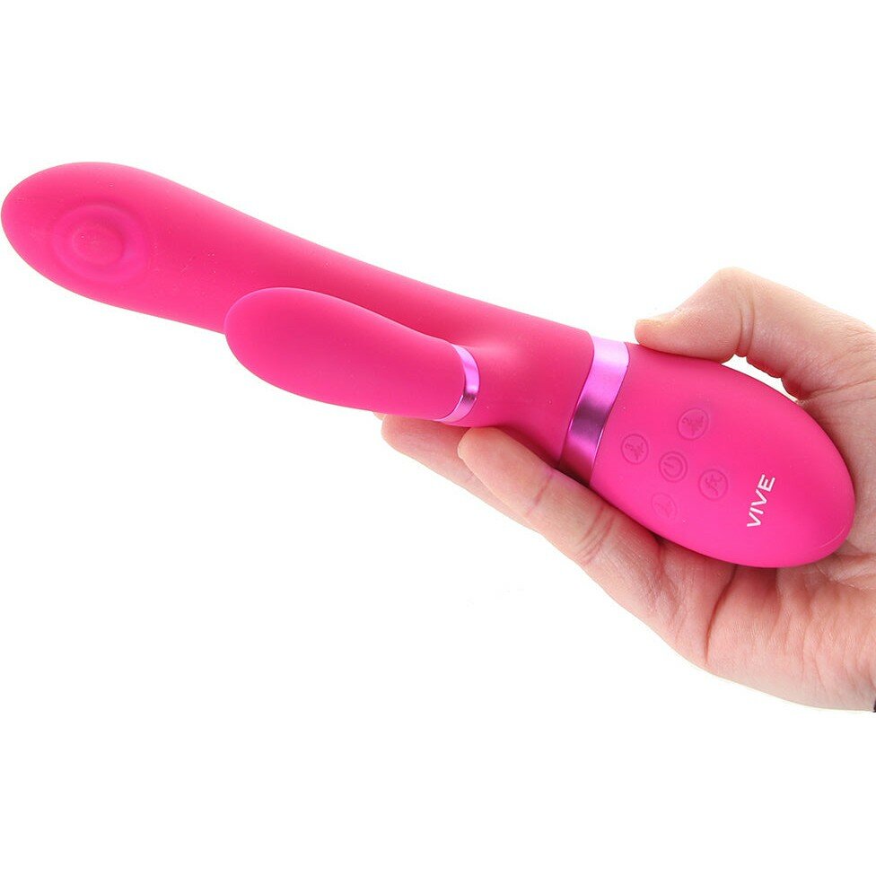 Вибромассажер Shots Toys Etsu, розовый, силикон, с клиторальными насадками, длина 22,3см