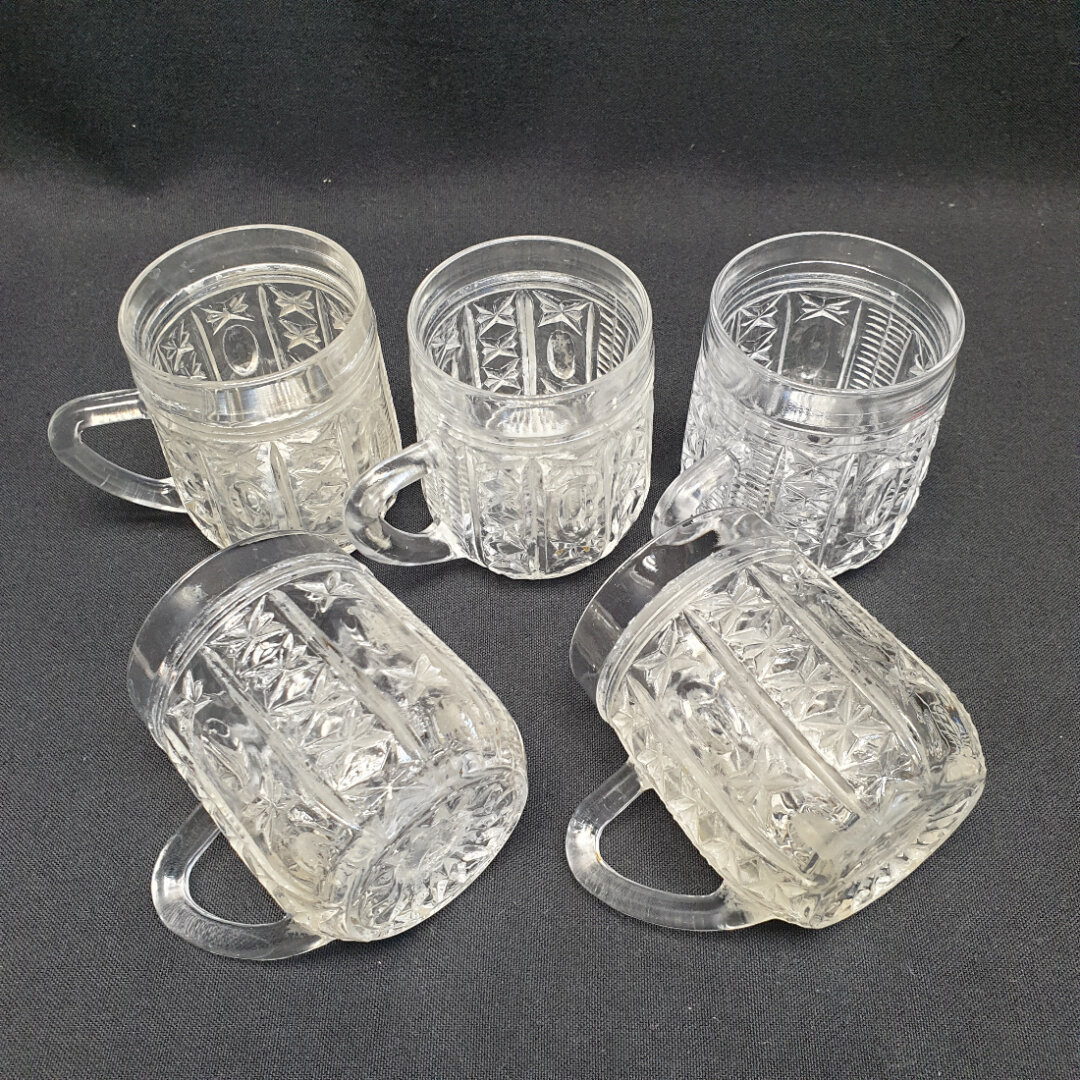 Набор из 5 кружек, хрусталь 150 мл, винтаж СССР. Пивной бочонок, ретро фужер для кваса.