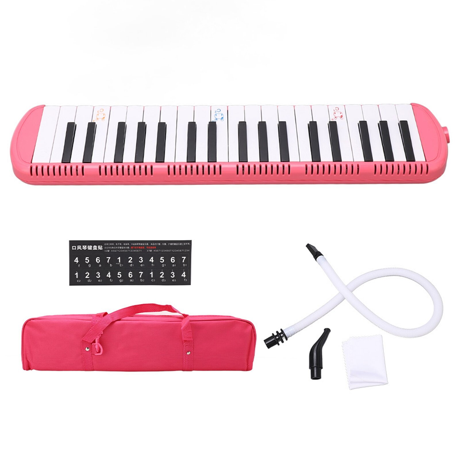 Мелодика, 37-клавишный духовой музыкальный инструмент, подходит для взрослых, для начинающих, для практики. Розовый цвет.