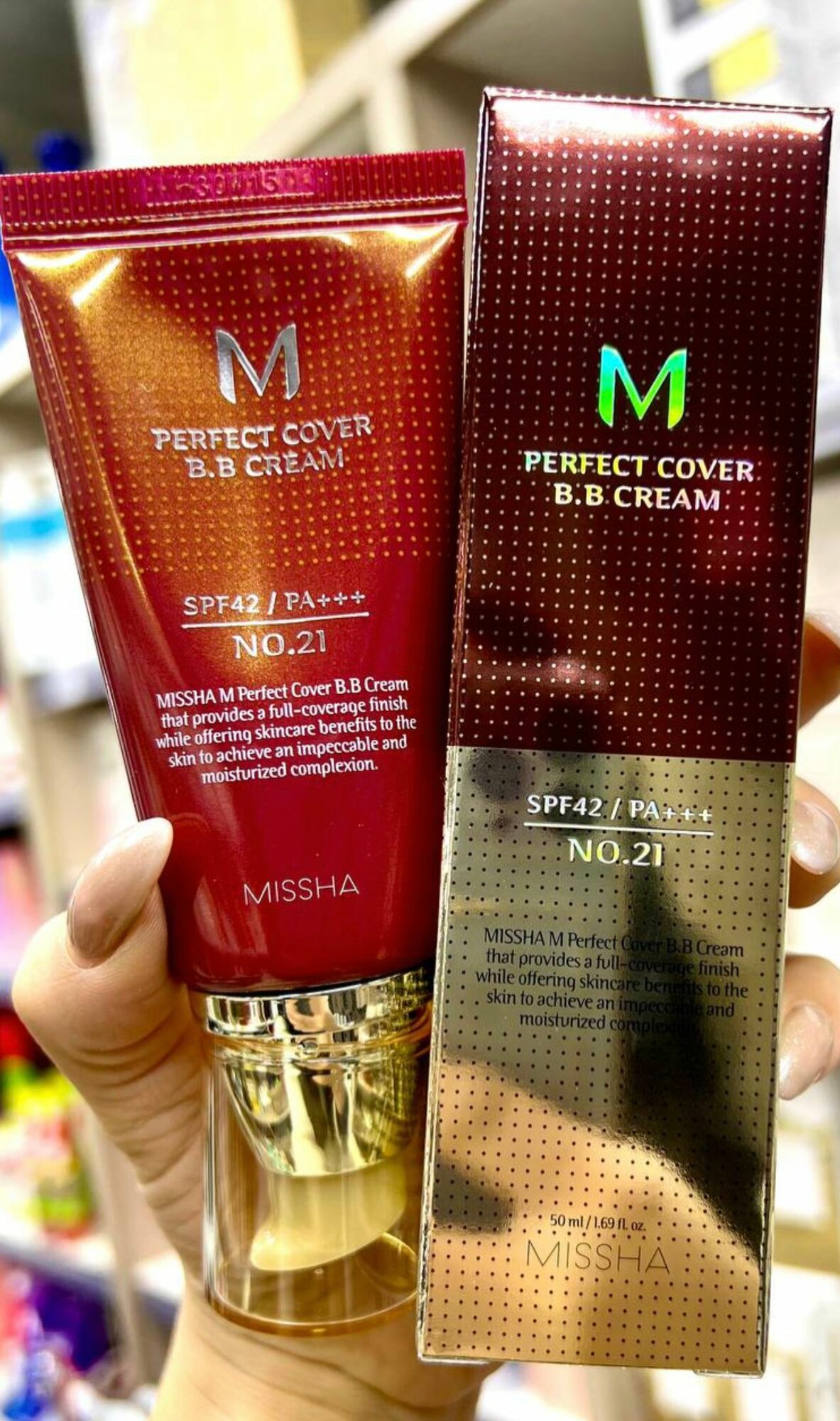 Missha BB крем для лица M Perfect Cover BB Cream тональный солнцезащитный SPF 42++ Корея, тон 21, 50 мл