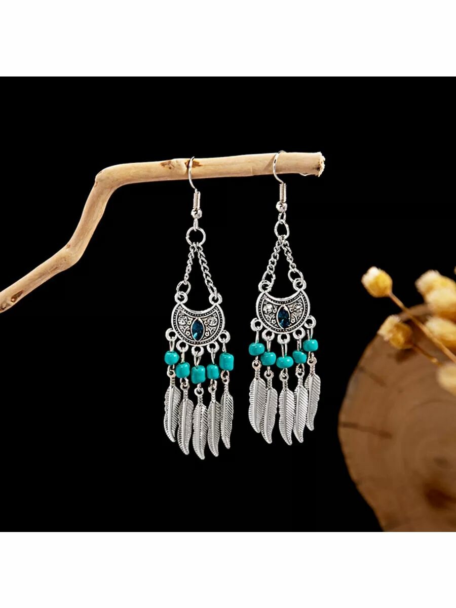 Серьги be self true, эмаль, бирюза синтетическая