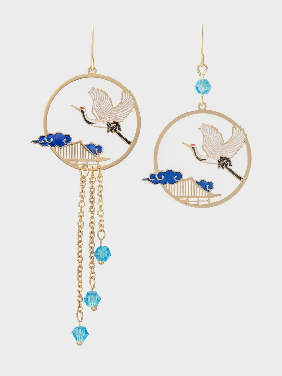 Серьги непарные, эмаль, акрил, жемчуг имитация