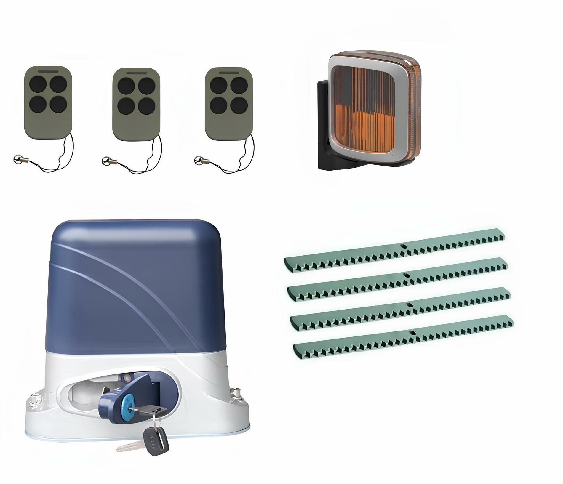 Автоматика для откатных ворот KSL-800 KIT-L2K4-Т3, комплект: привод, 3 пульта, лампа, 4 рейки