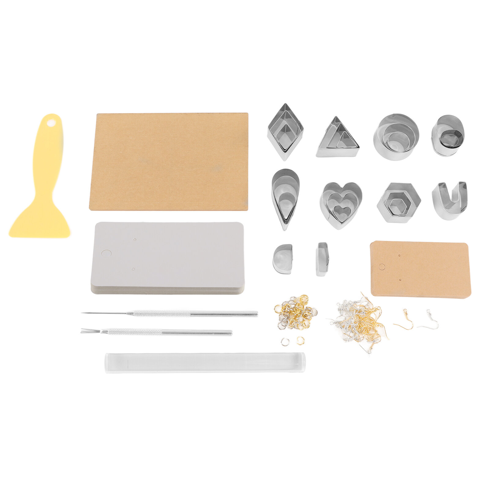 Набор формочек для полимерной глины, формочки для сережек, акриловый скребок, набор для изготовления сережек из полимерной глины.