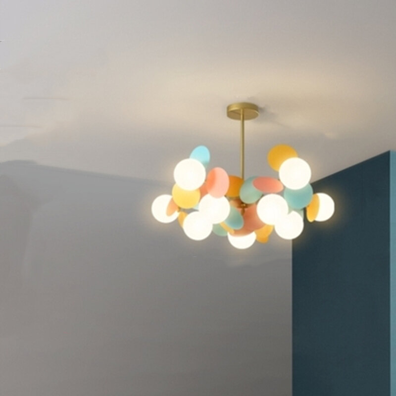 Креативная цветочная ветка цветная 10 шаровая люстра теплый свет -kpa