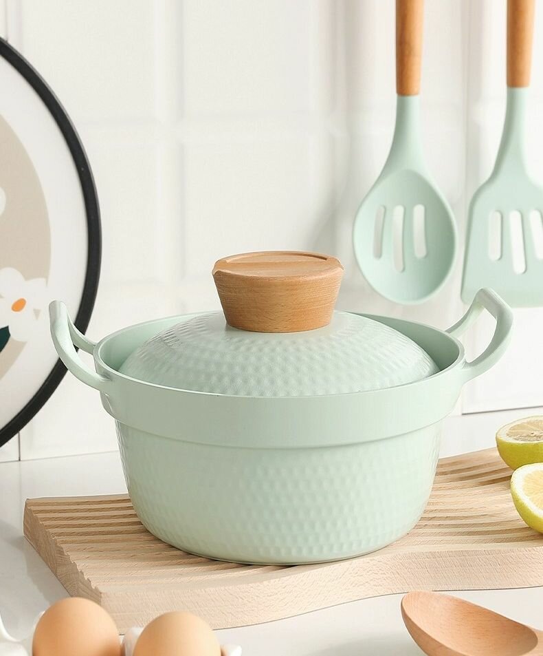 Индукционная плита с крышкой, газовая плита, кастрюля для супа, кастрюлька, белая, зеленая, синяя, Япония на 1-2 персоны