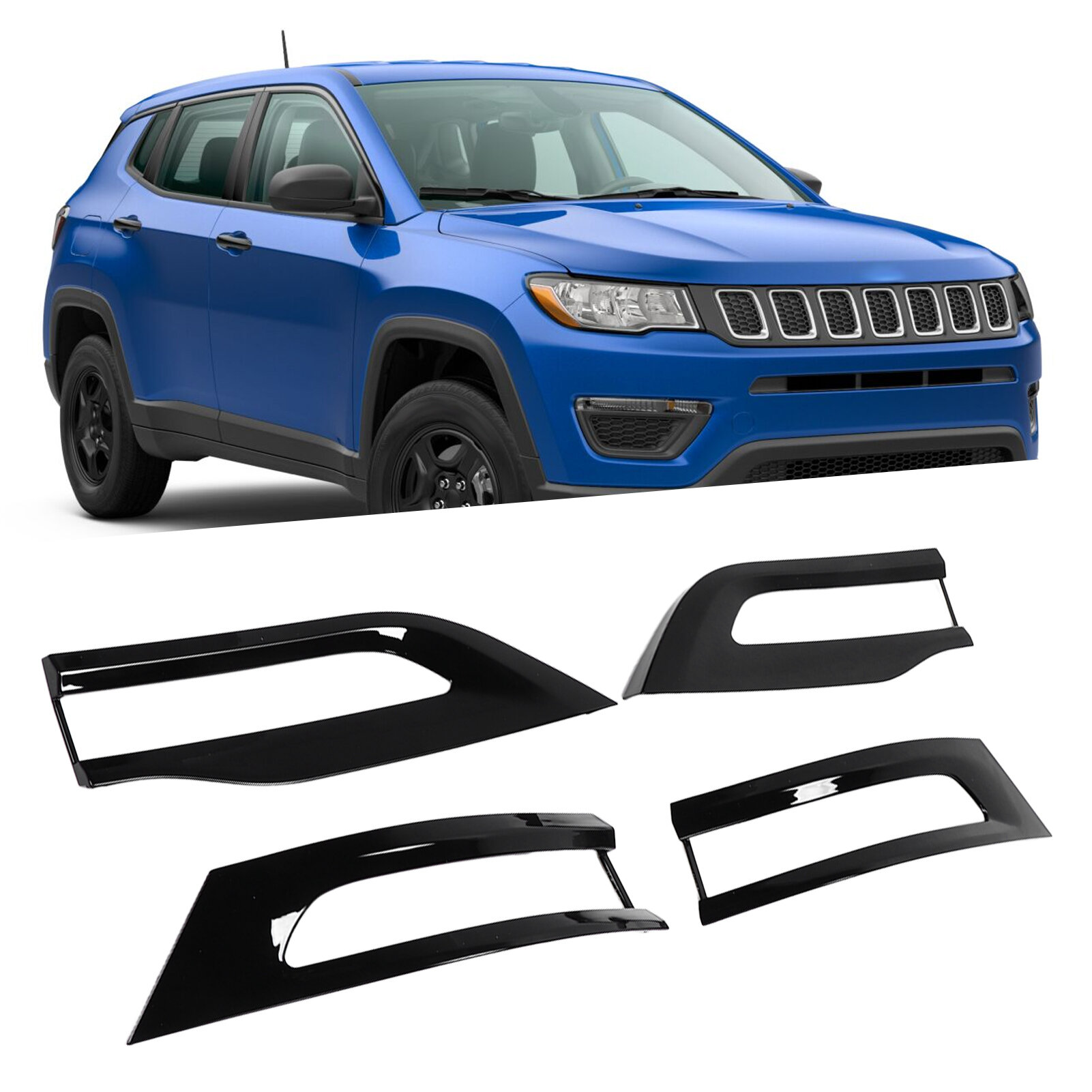 4 шт. сменная накладка на задние фонари с глянцевой черной окраской для Jeep Grand Cherokee 2014‑2020 гг.