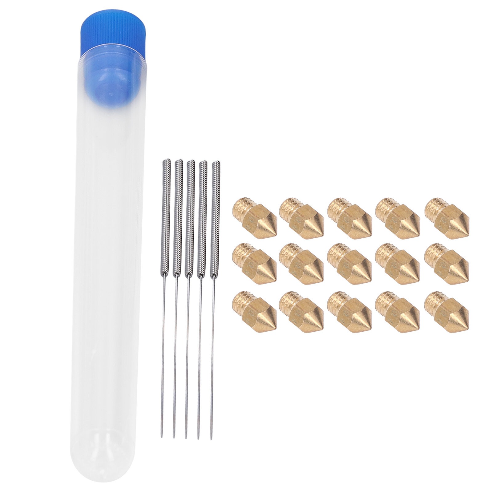 15 шт. 0,02 дюйма, латунные насадки для 3D-принтера и 5 шт, 0,01 дюйма, иглы для чистки сопел из нержавеющей стали
