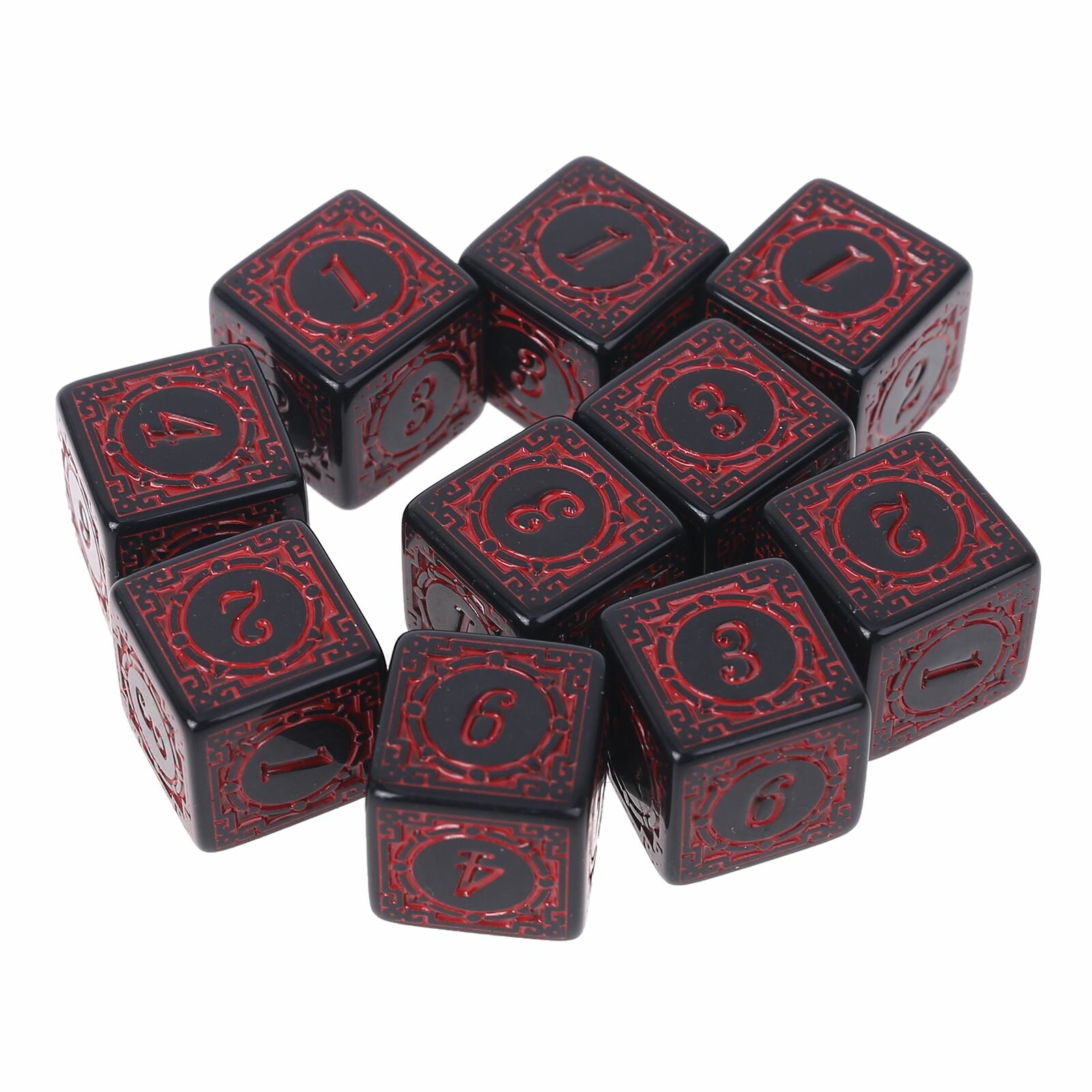 Игральные кости, Кубик квадратной формы - красный,10 шт.