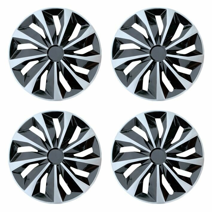4 шт 14 дюймов Колпаки для колесных дисков, подходят для стальных колес, Черное серебро
