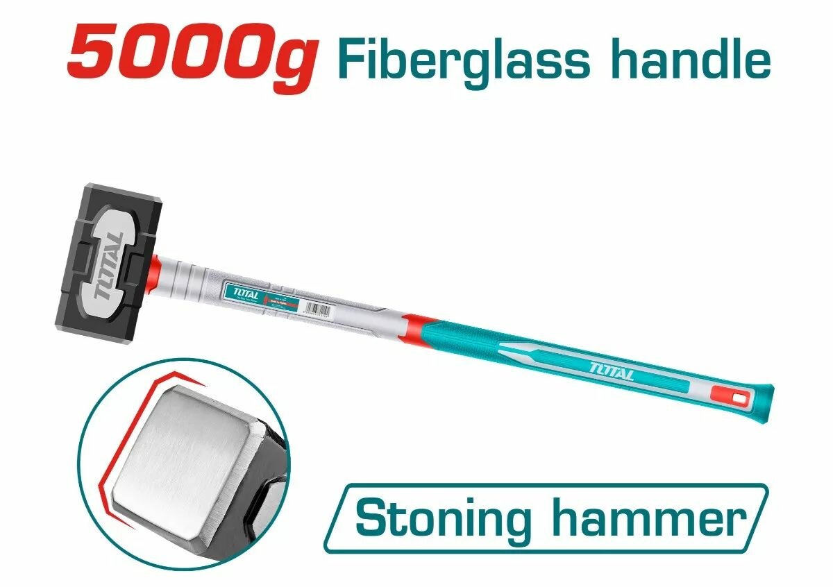 Кувалда TOTAL THSTH63598, боек сталь, ручка стеклопластик, тупоносая, длина 90см