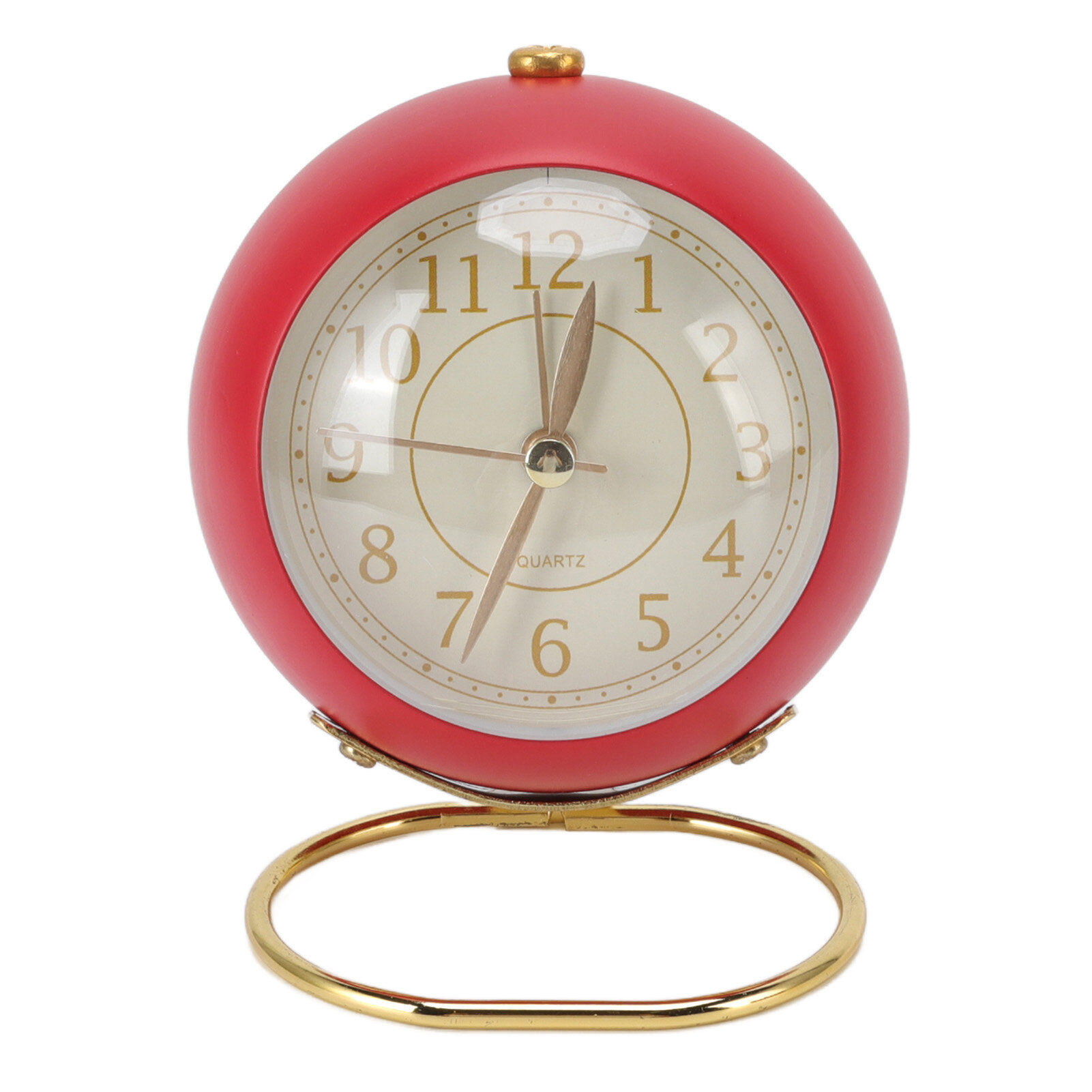 Retro Alarm Clock Silent Decorative Round Ring Base Small Quartz with Ambient Night Light for Bedroom