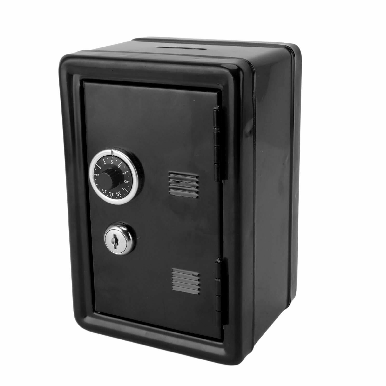 Копилка креативная симпатичная металлическая вертикальная с замком-ключом, копилка для денег для домашнего использования, черная