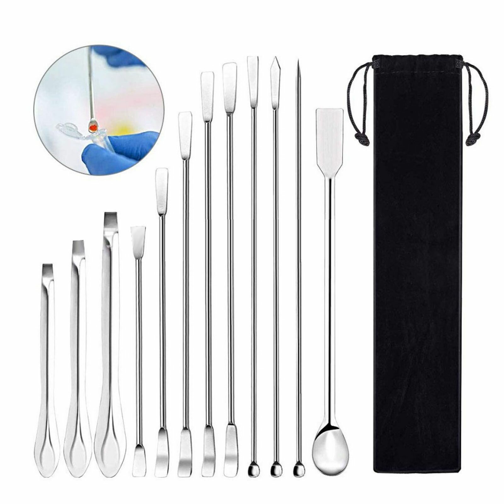 Лабораторные шпатели из нержавеющей стали 304, 12 шт, многофункциональные совки для отбора проб, принадлежности для экспериментов