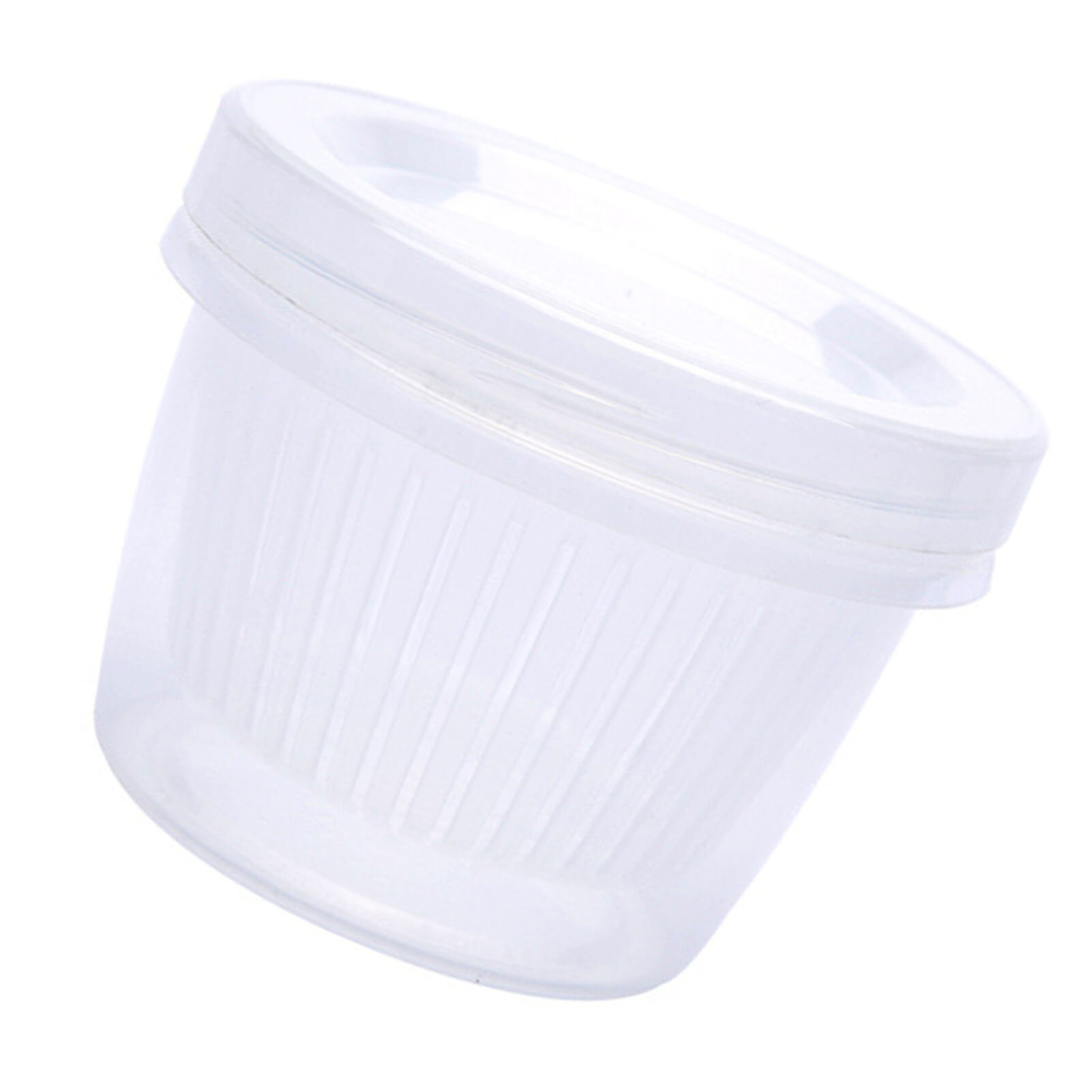 Контейнер для хранения порезанного зеленого лука двухслойный для имбиря чеснока круглый овощной с дренажем для кухни холодильника 1 шт пластик