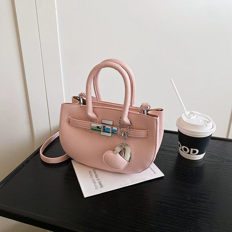 Мини-сумка "Kelly", оксфорд, розовые украшения в форме сердец