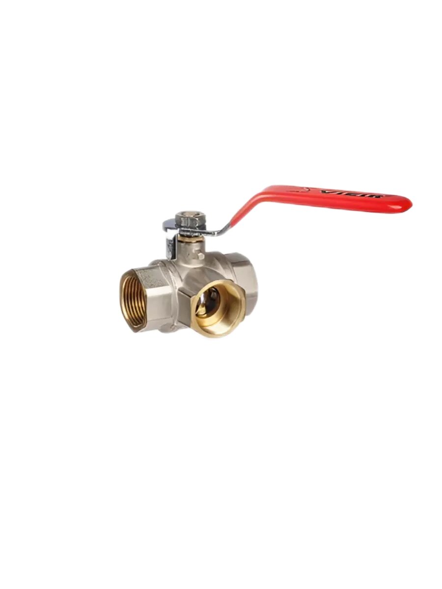 Шаровой кран Vieir GL192, трехходовой, диаметр 1/2", латунь, для воды, серебристый