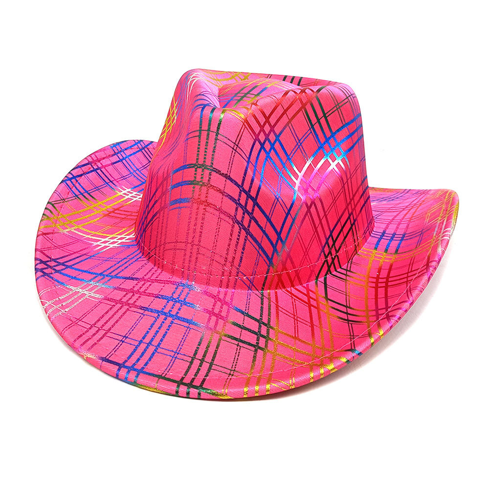 Шляпа "Ковбой", полосатая, шерстяная, трансграничная, размер M, розово-красная