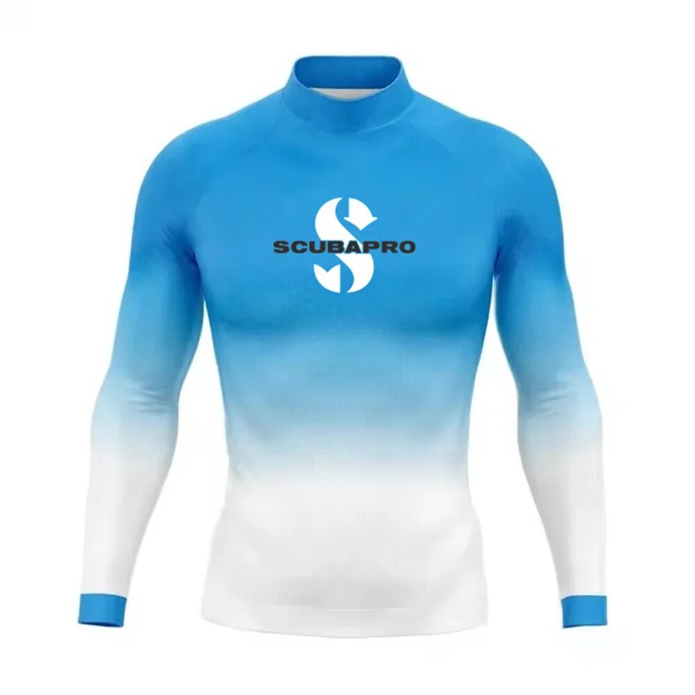 2025 мужские рашгарды с длинными рукавами, футболки для серфинга, защита от Синий, L, 16