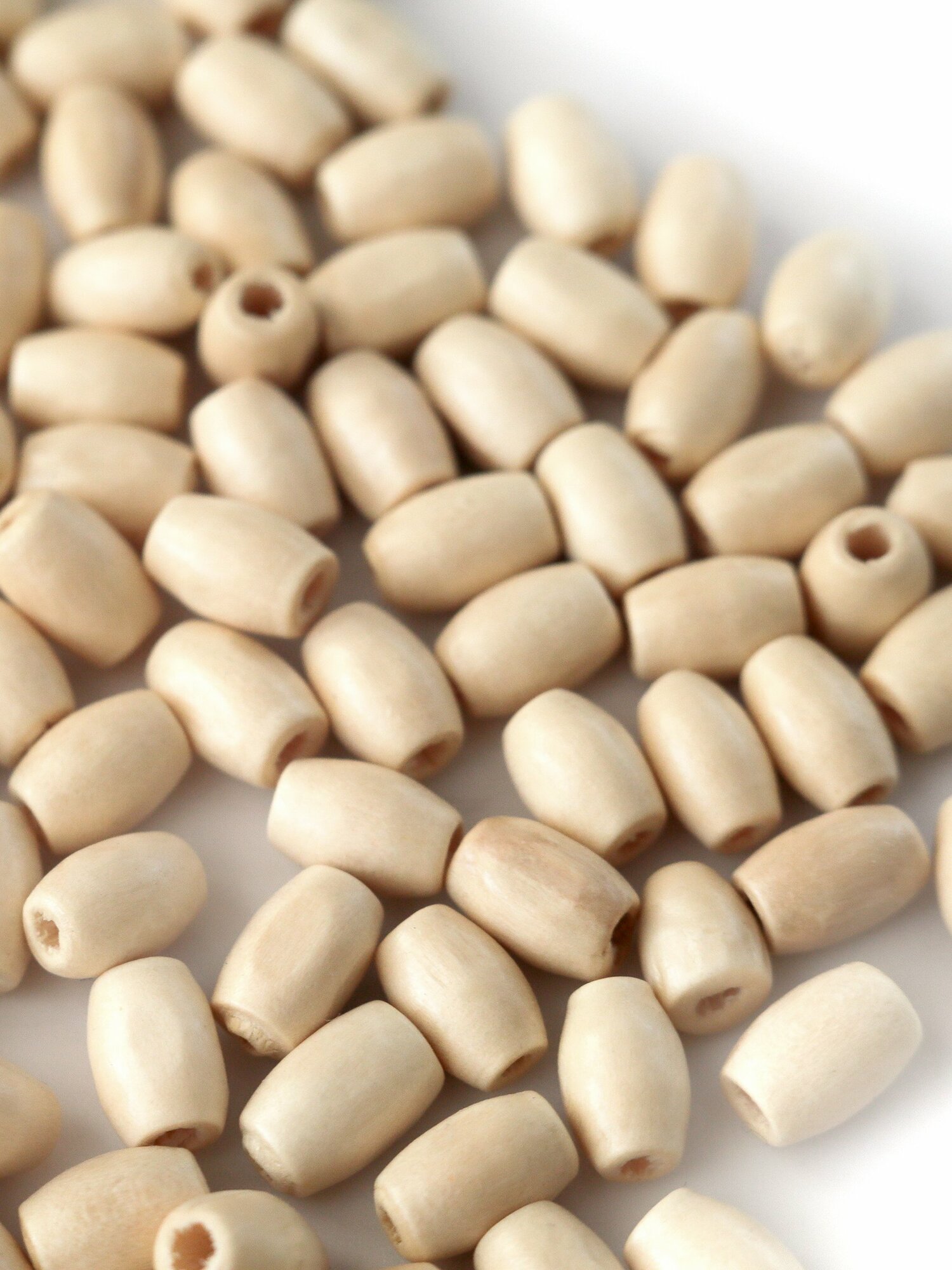 Бусины деревянные с покрытием 80 шт, размер 5х8 мм, цвет натуральный, форма овал