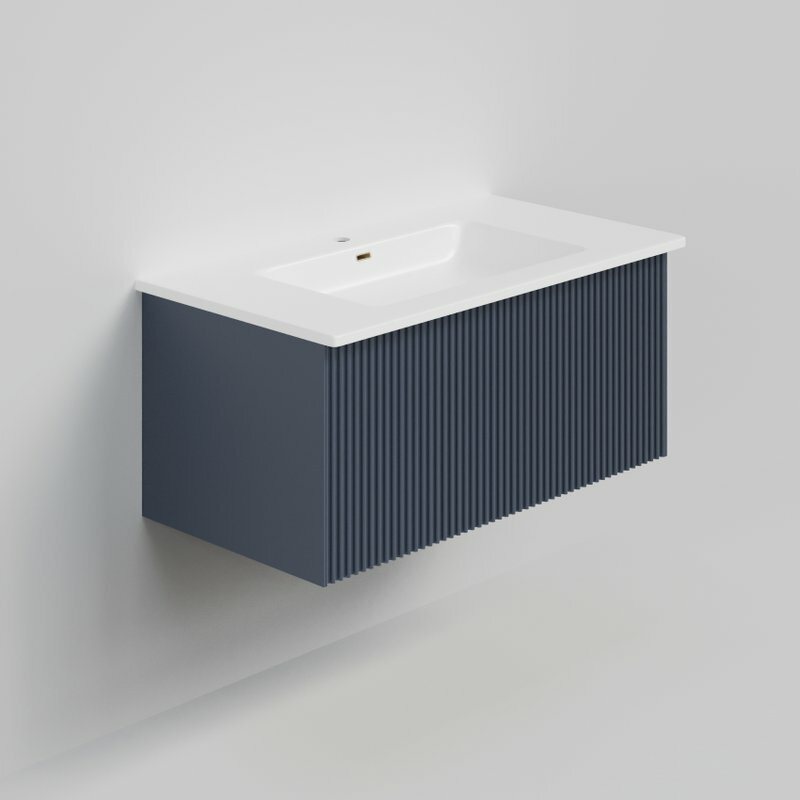 Тумба с раковиной La Fenice Terra 80 подвесная, blu grigio, раковина Slim Line 80 см