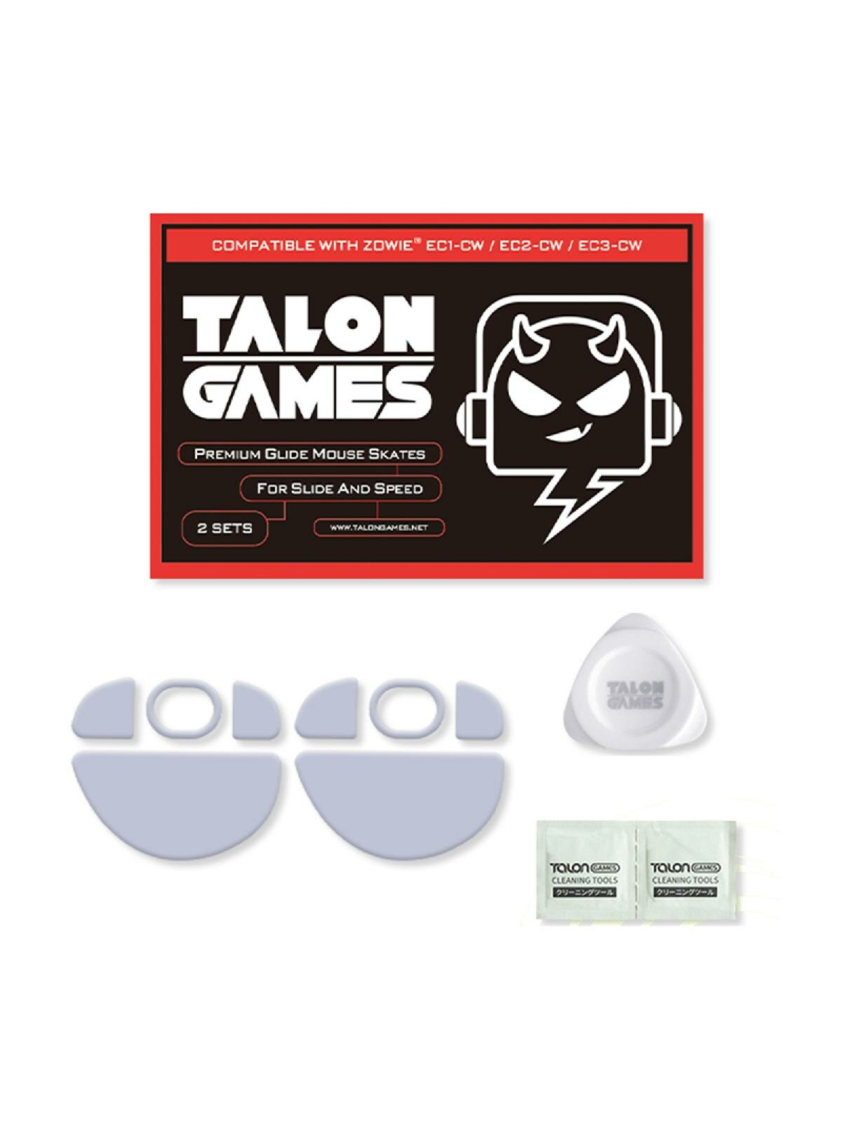 2Sets TALONGAMES Custom White Curved Edge Mouse Skates Mouse Feet for Zowie EC1-CW / EC2-CW Gaming Mouse Glides