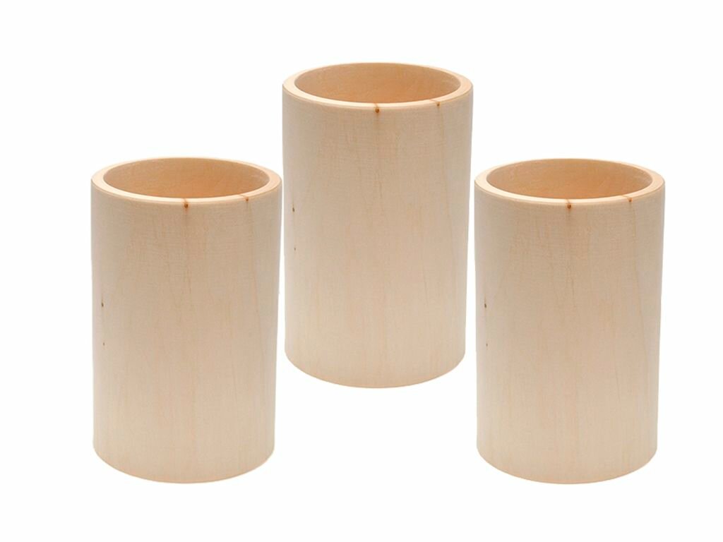 Карандашница 3шт деревянная круглая из липы, высота 120 мм, диаметр 80 мм. Татьянка