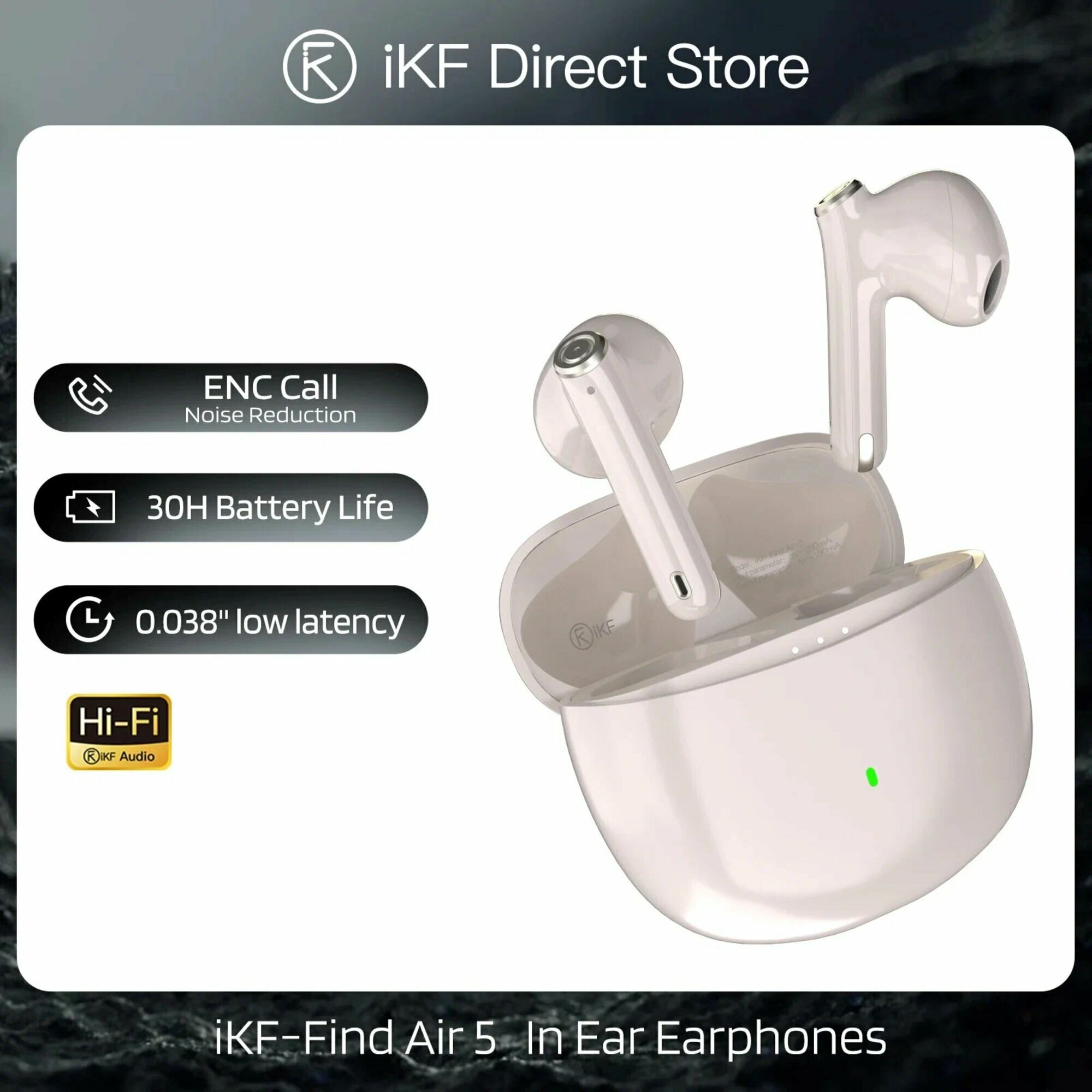 Беспроводная Bluetooth-гарнитура iKF Find Air 5-го поколения, шумоподавление, длительное время автономной работы,