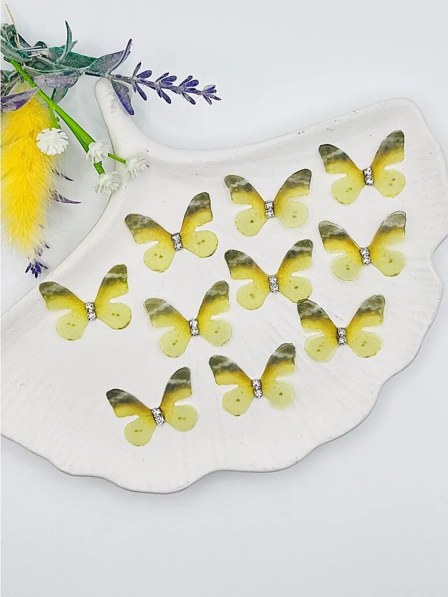 Бабочки шифоновые двухслойные (3*2см.) 10шт.