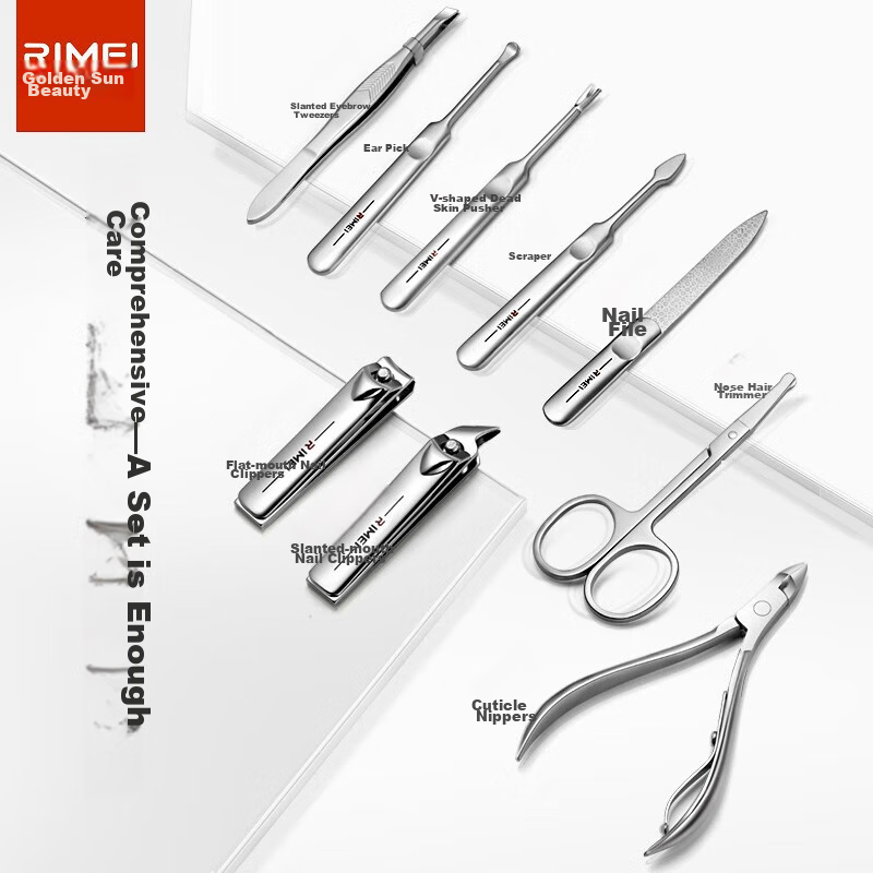 Jinda Rimei Nail Clipper Set, 9-Piece Nail Trimming Tool Kit, Stainless Steel Pedicure Knife Set, Specialized for Cuticles And Nail Grooves, Nail File