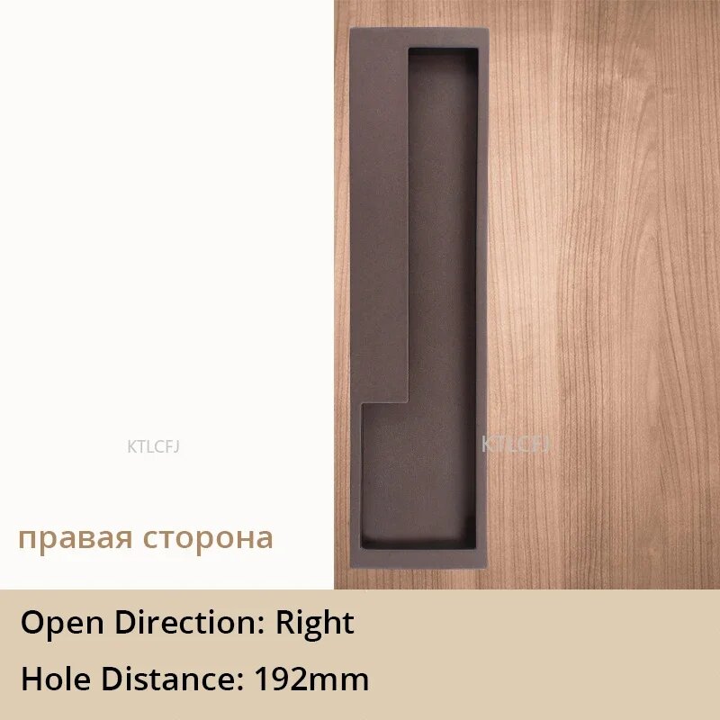 Черно-серая встроенная дверная ручка-невидимка с прорезями, ящик, шкаф, скрытые дверные ручки, ручка для раздвижной двери, Coffee 192mm Right