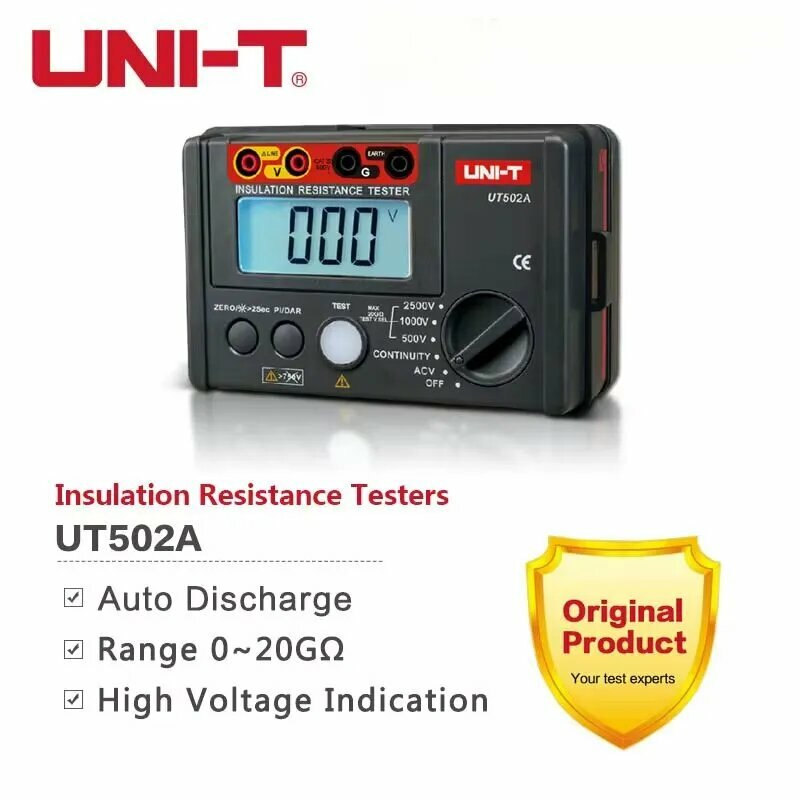 KNOW EASY-UNI-T instrument UT502A цифровой тестер сопротивления изоляции 500-2500 В мегомметр 30 600 В вольтметр переменного тока с ЖК-подсветкой + gjft